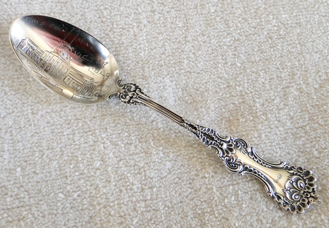 Whiting Sterling Souvenir Spoon-victor, Co-features Engraved Picture of ...