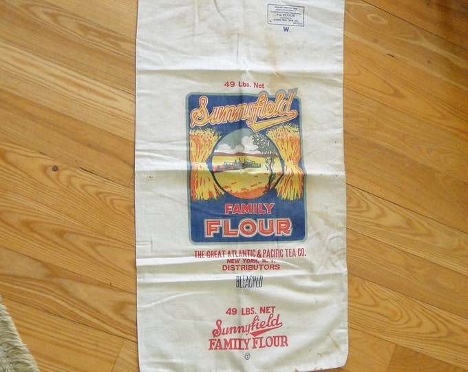 Double Sided Sunnyfield Family Flour Sack Bag-49 Lb-vintage 1940s ...
