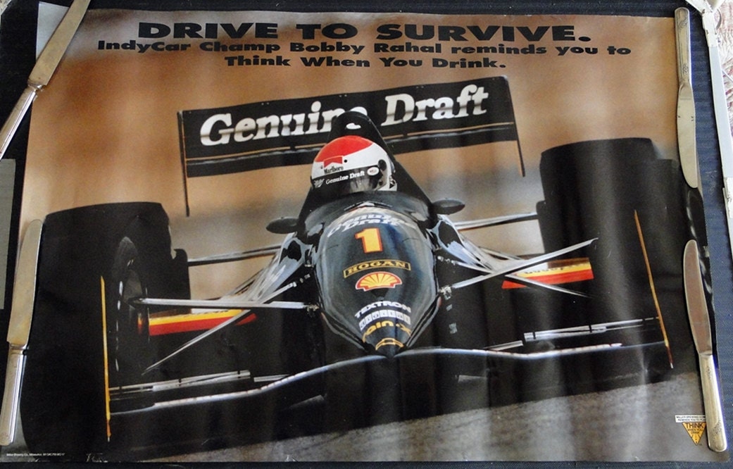 1990s Bobby Rahal NASCAR Safe Driving Poster-miller Genuine Draft Beer ...