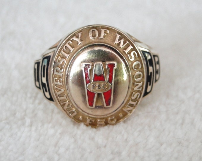 10K Gold University of Wisconsin Ring for Man-size 12-vintage 1955-12 ...