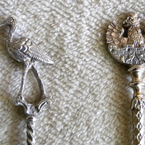 2 Antique Souvenir 800 Coin Silver Coffee Spoons-1st is German Made by ...