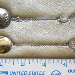 2 Antique Souvenir 800 Coin Silver Coffee Spoons-1st is German Made by ...