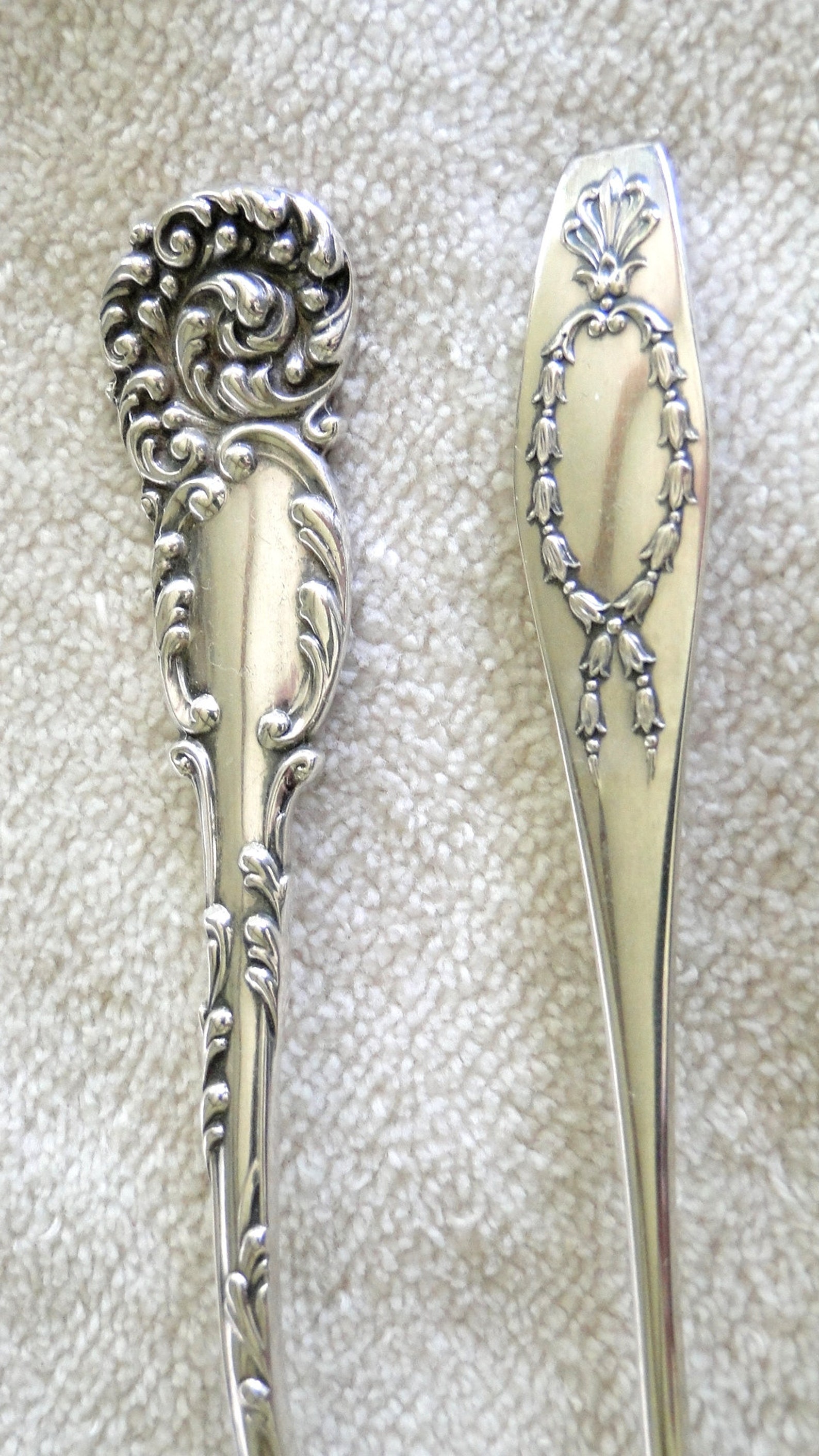 2 Antique Sterling Silver Patterned Teaspoons with Engraved | Etsy