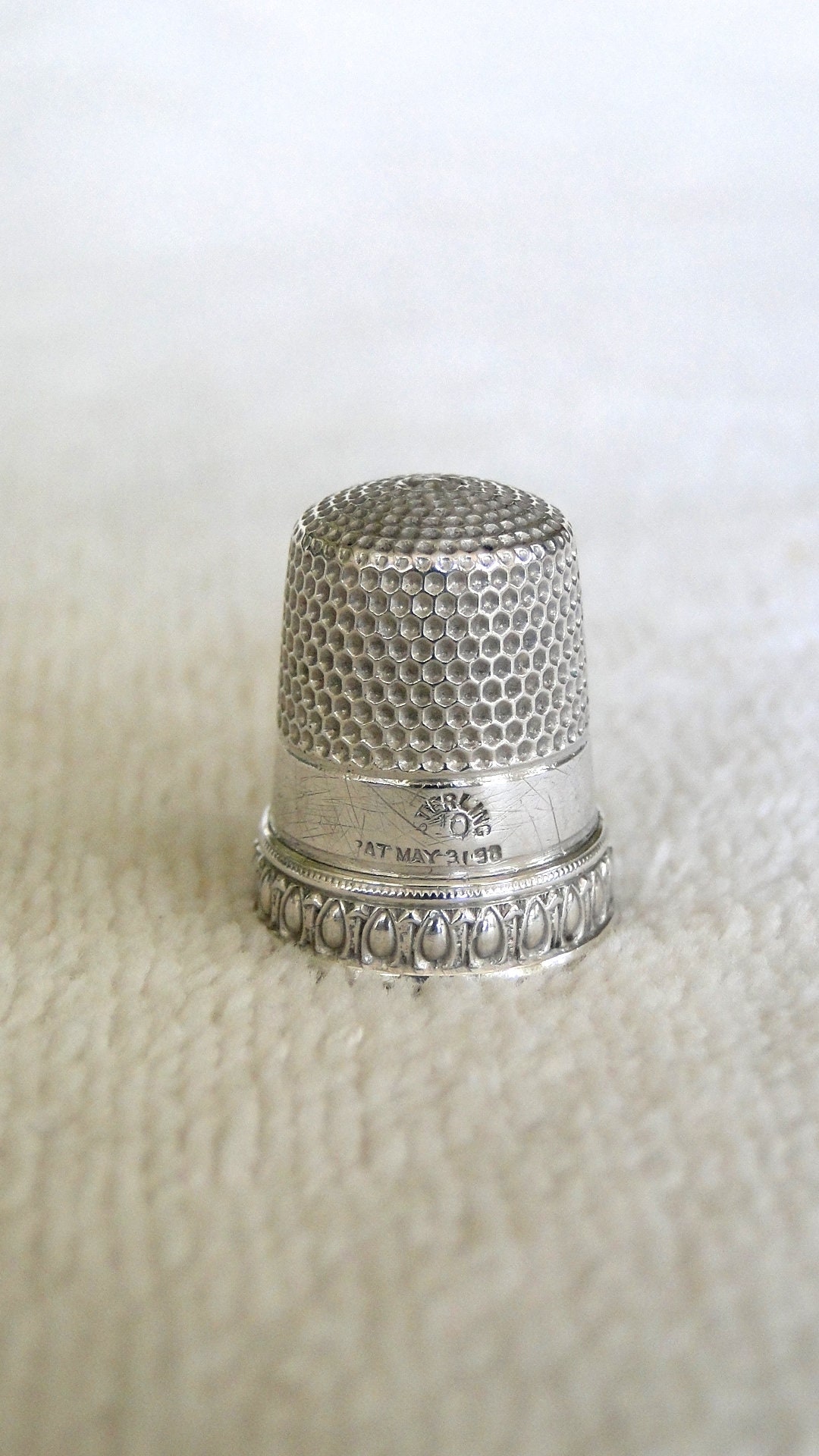 Antique Thimble-simons Bros Shield-marked Priscilla-sterling Silver ...