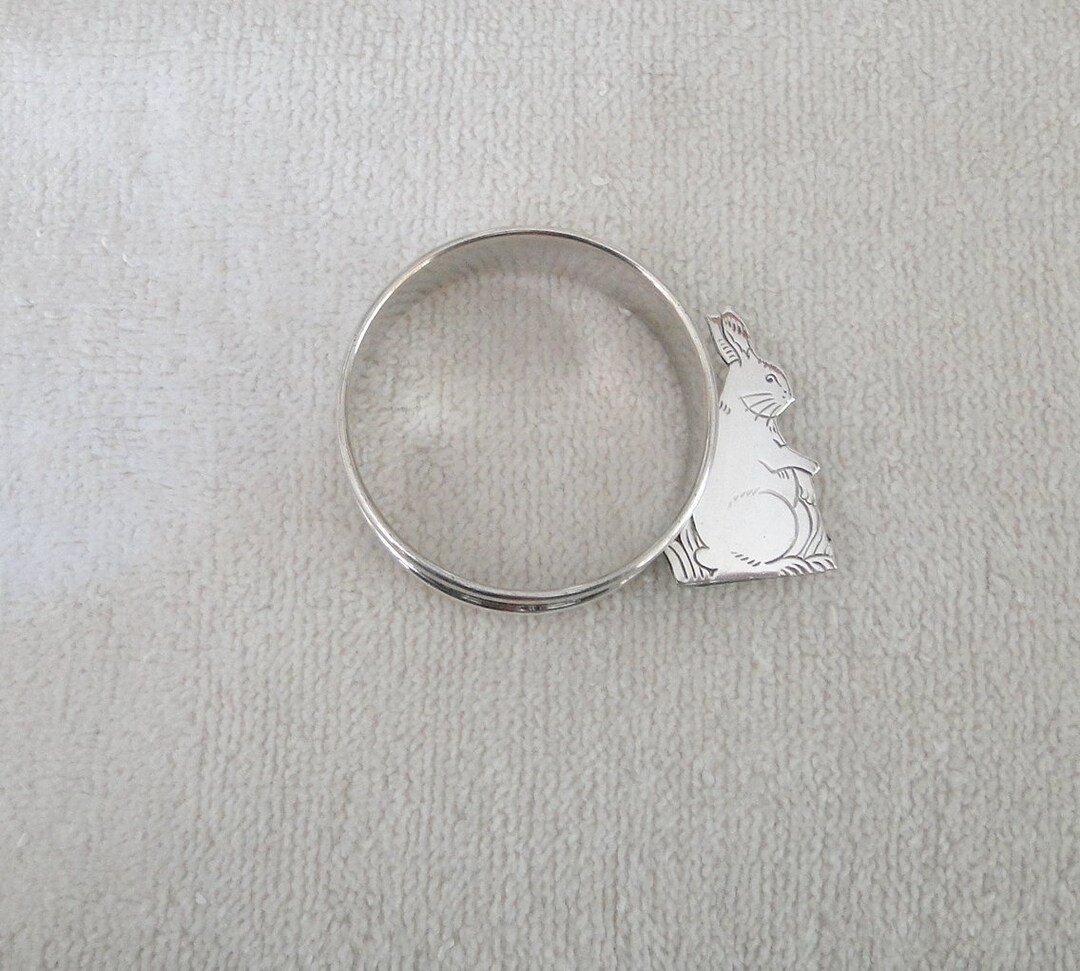 Antique Webster Sterling Silver Bunny Rabbit Napkin Ring Monogrammed N ...