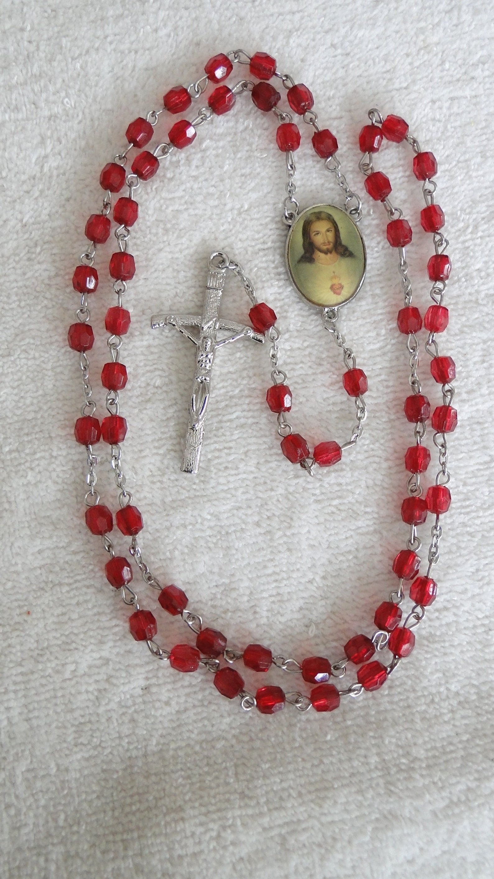 Vintage Red Plastic Beaded Rosary wearable-28 Inch Necklace-6 | Etsy