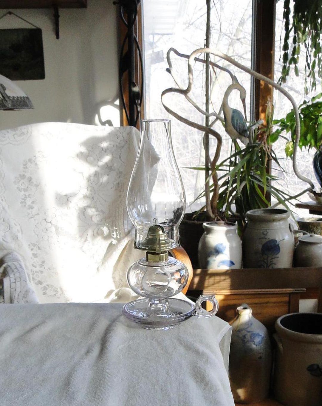 Antique Saucer Foot Finger or Hand Oil Lamp-vintage Made by United ...