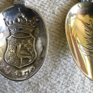 2 Antique Souvenir 800 Coin Silver Coffee Spoons-1st is German Made by ...