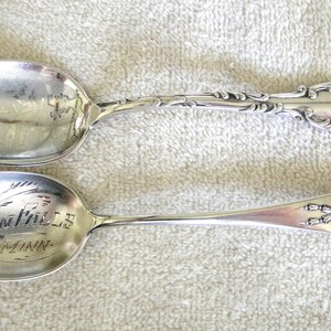 2 Antique Sterling Silver Patterned Teaspoons With Engraved - Etsy