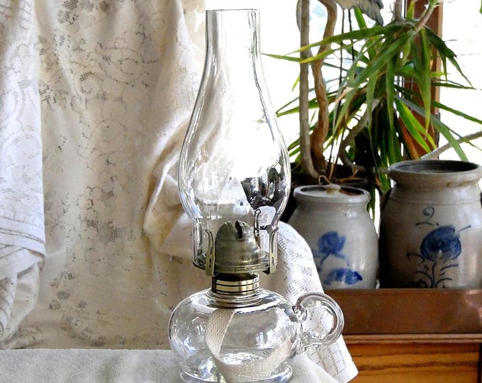 Antique Round Flat Plain Pattern Finger or Handle Oil Lamp-vintage 1880 ...