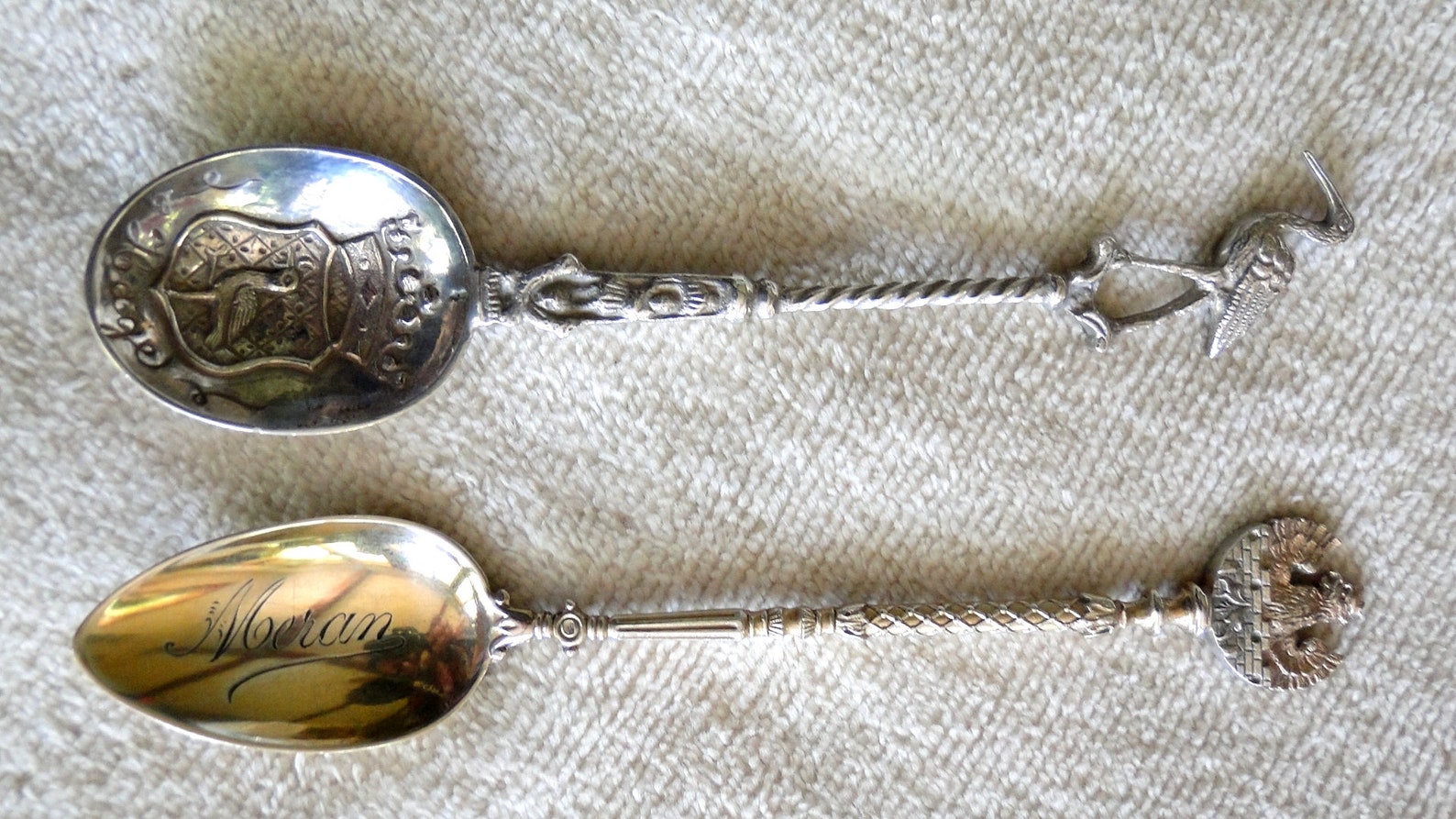 2 Antique Souvenir 800 Coin Silver Coffee Spoons-1st is German | Etsy