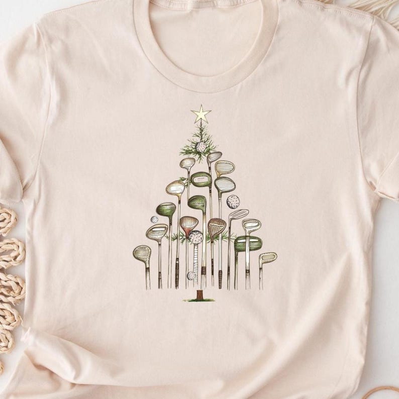 Retro Golf Club Christmas Tree T-shirt: Golfing X-mas Tee - Etsy