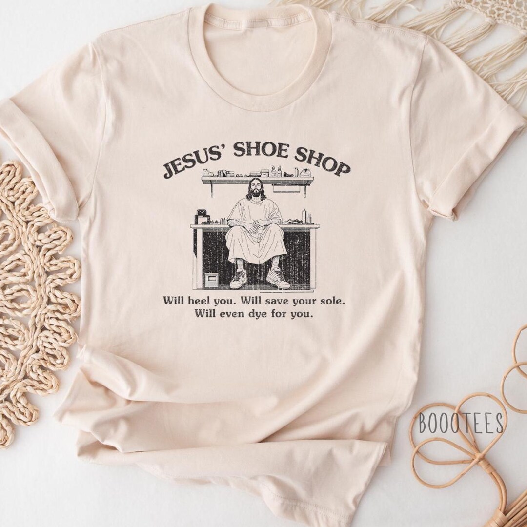 Jesus' Shoe Shop T-shirt: Funny Christian Easter Tee - Etsy