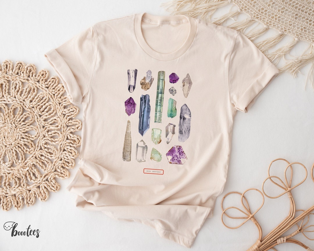 Gemstones Crystals Watercolor Art T-shirt: Rocks Minerals Graphic Tee ...