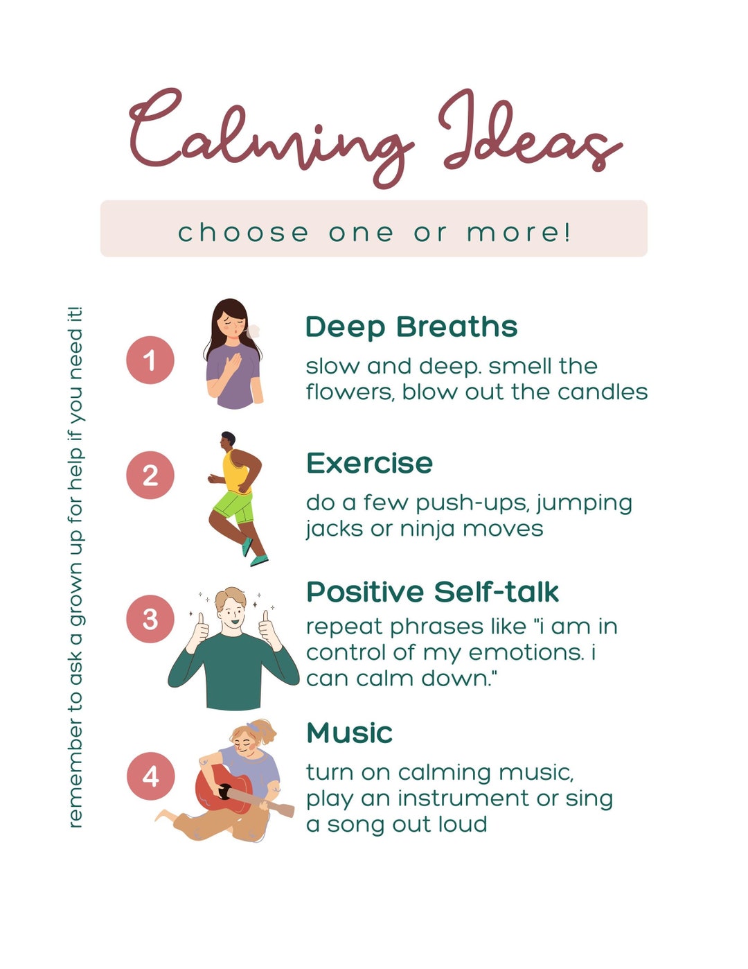 Calming Ideas Visual Tool for Neurodivergent Brains or Executive ...