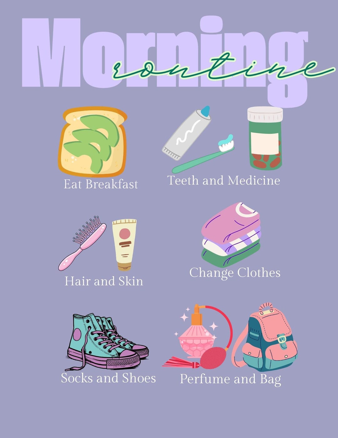 Morning Routine Visual Tool for Neurodivergent Brains or Executive ...