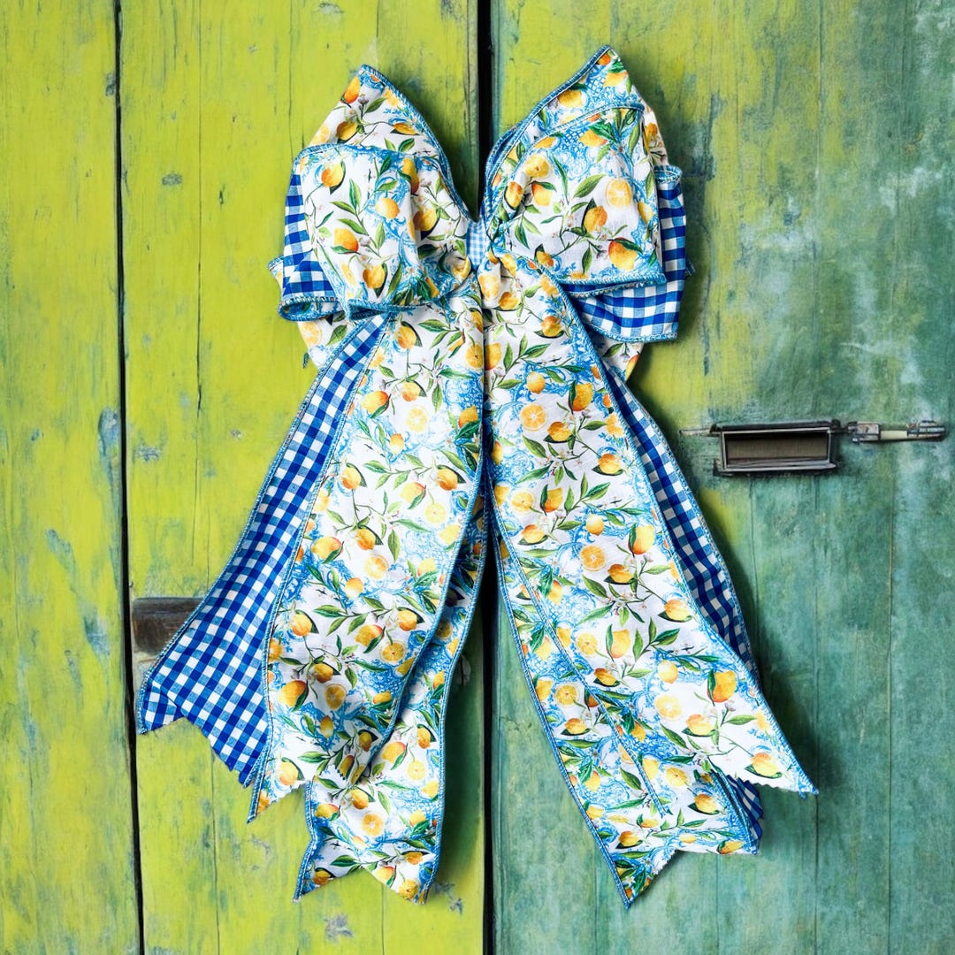 Rustic Blue Springtime Bow: Farmhouse Wreath for Front Door Decor ...