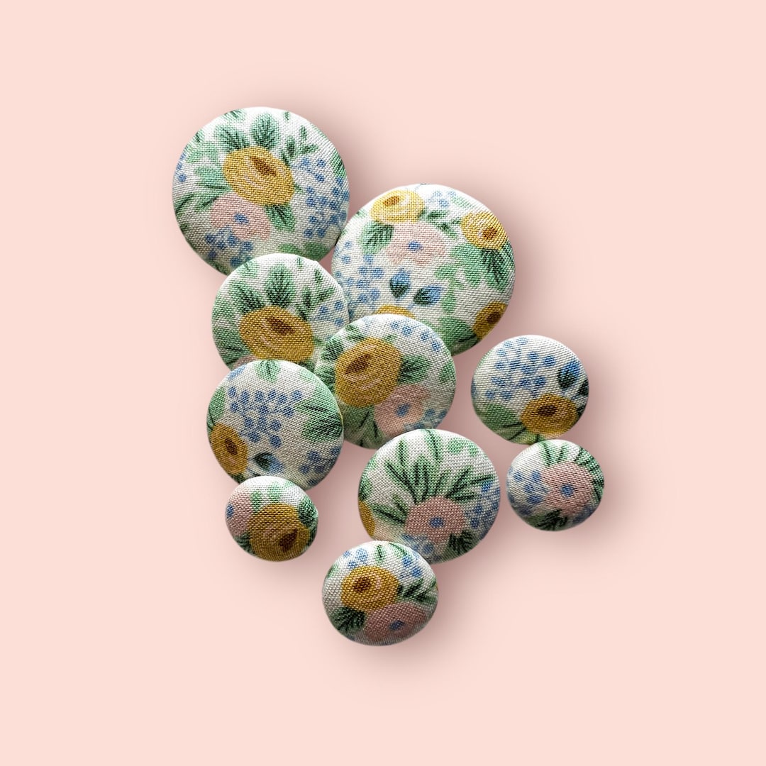 Vintage-inspired Floral Fabric Buttons: 10-piece Craft Set for Sewing ...