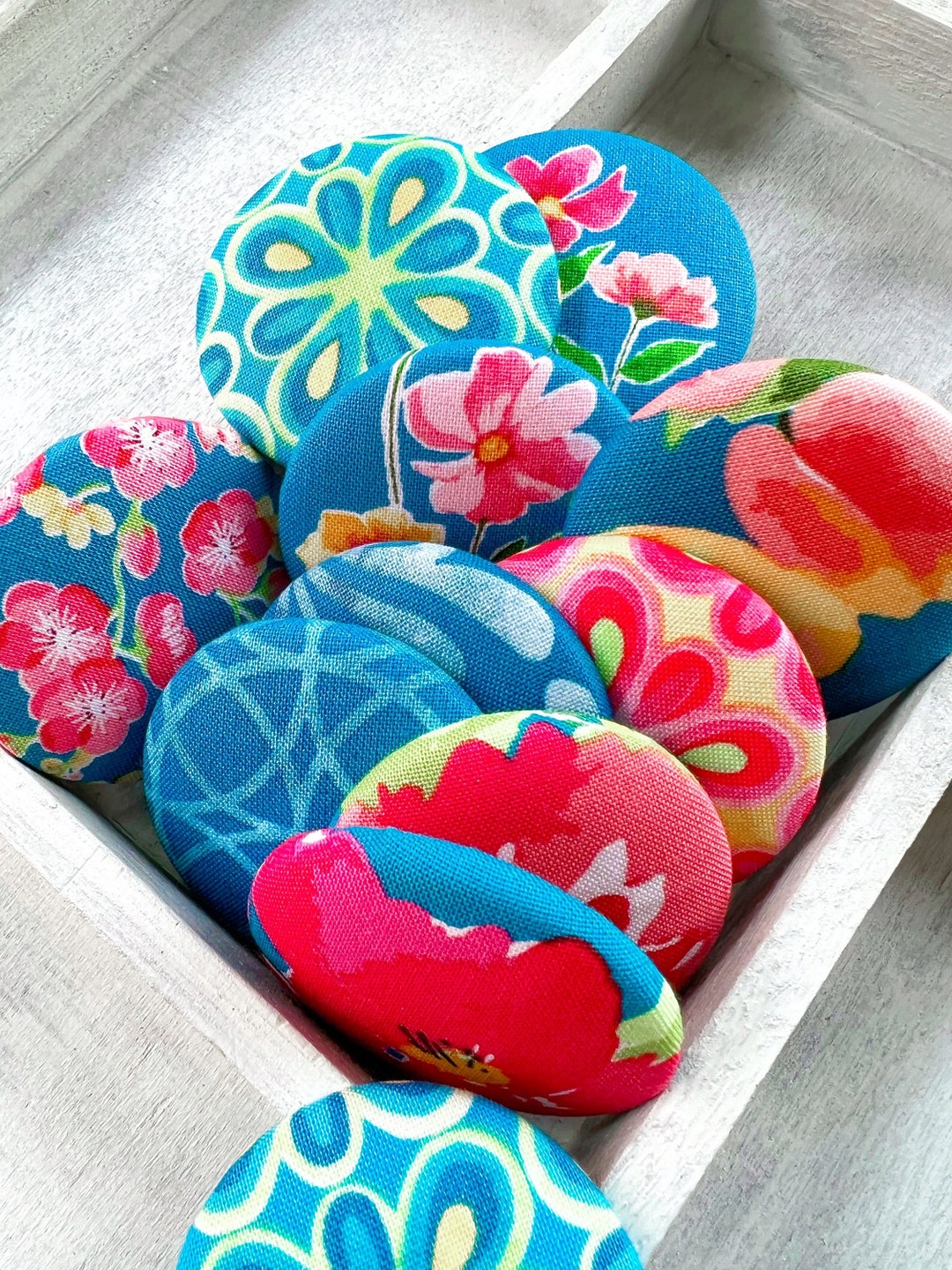 2 Inch Sewing Button Lots, Blue Flower Buttons, Fabric Buttons Sewing ...
