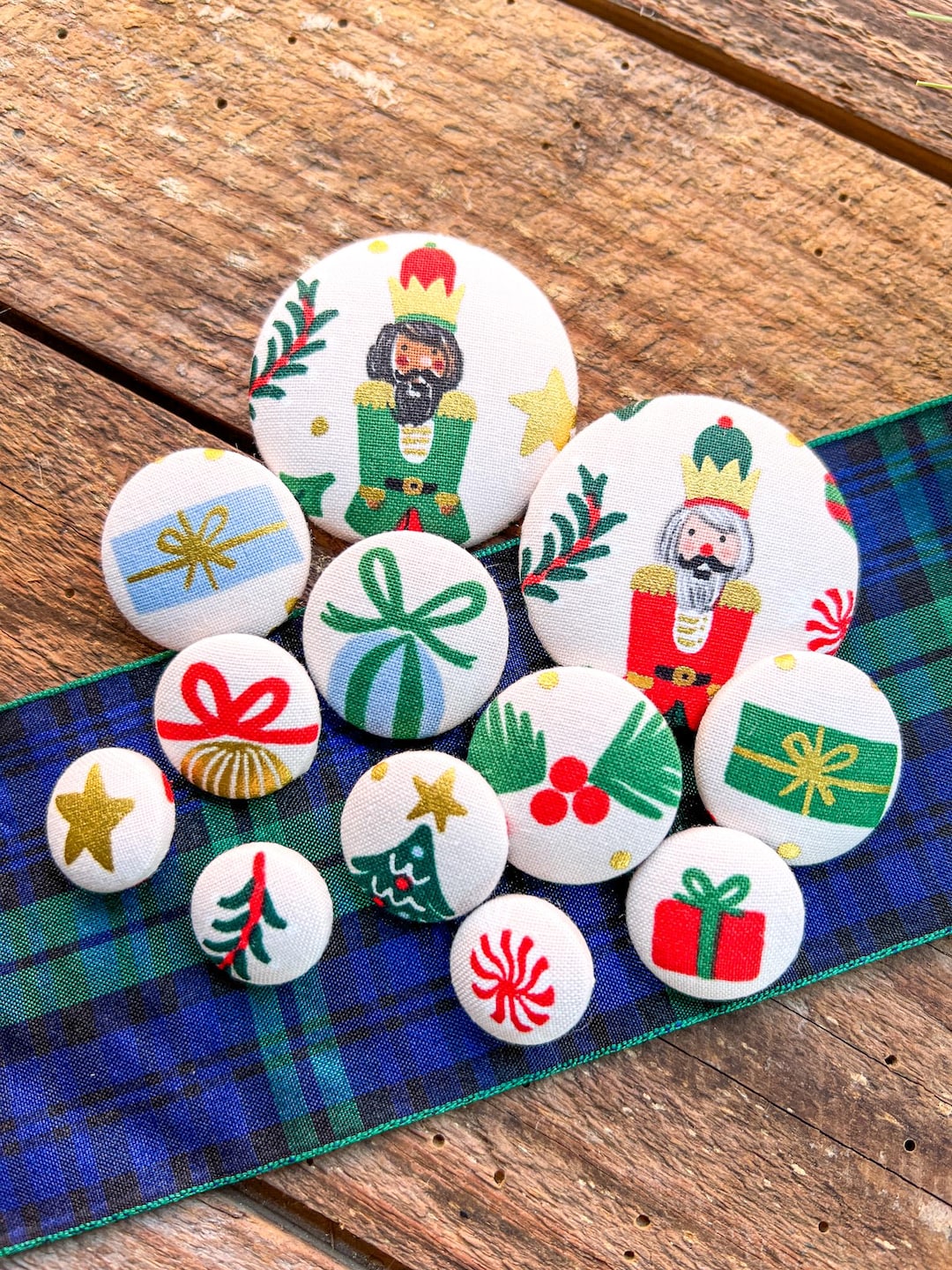 Festive Nutcracker Buttons Set for DIY Christmas Craft Projects, 12 ...
