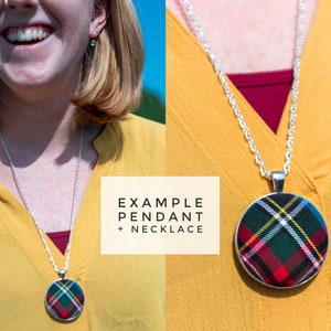 Scottish Stewart Tartan Pendant Necklace: Handcrafted Heritage Plaid Jewelry for Clan ...