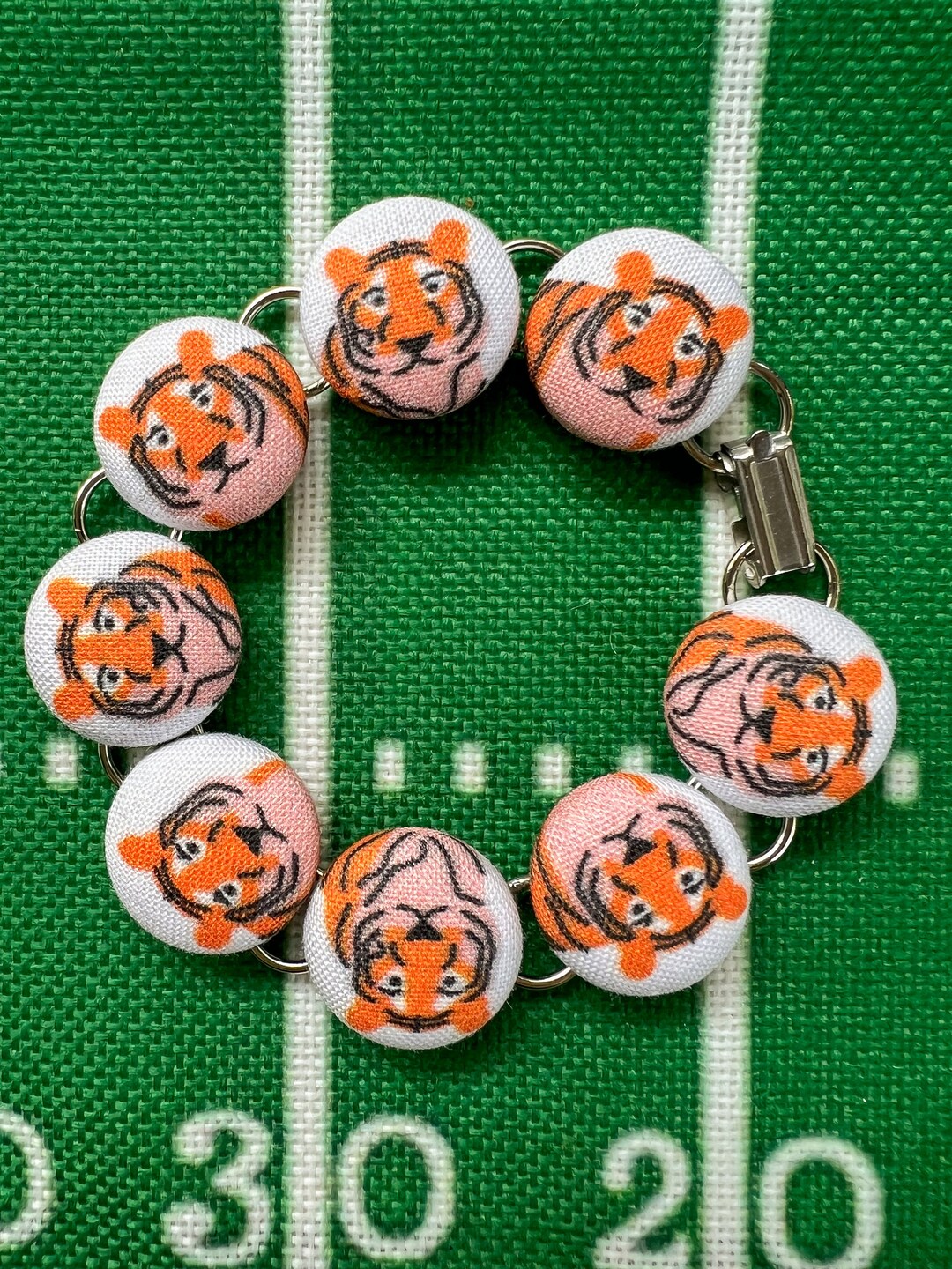 Cincinnati Bengal Tiger Face Handmade Silver Link Bracelet Statement ...