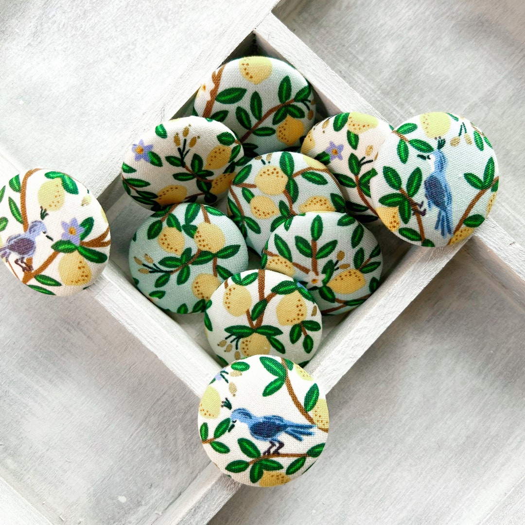 Handmade Lemon Flower Fabric & Metal Buttons for Boho Crafts, Sewing ...