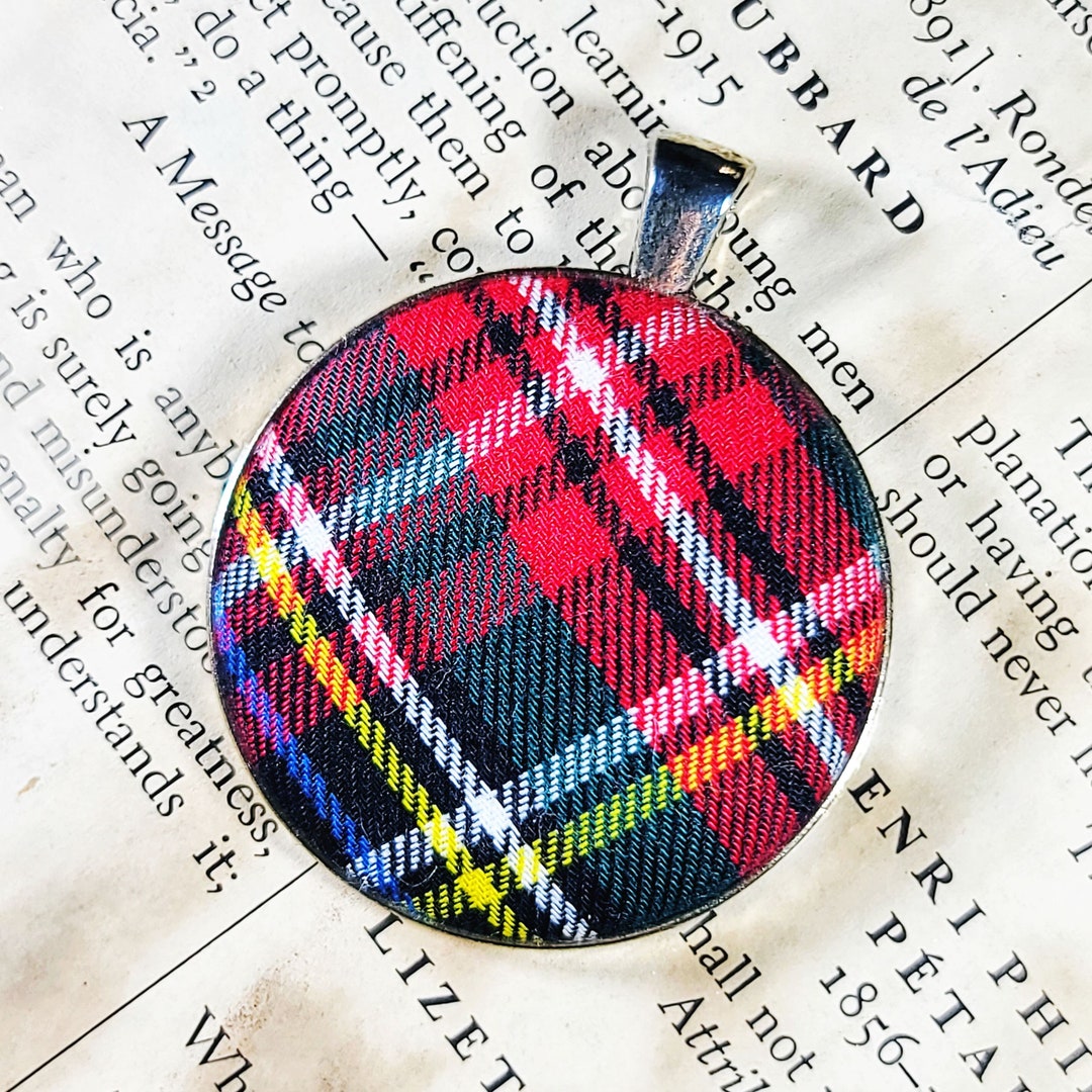 Handmade Stewart Black Tartan Pendant Necklace Unique Plaid Jewelry ...