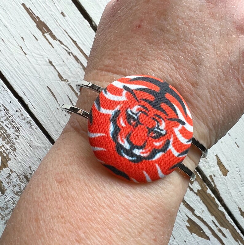 Statement Cuff Bracelet: Chunky Tiger Print - Hinged Clamper Style - Etsy