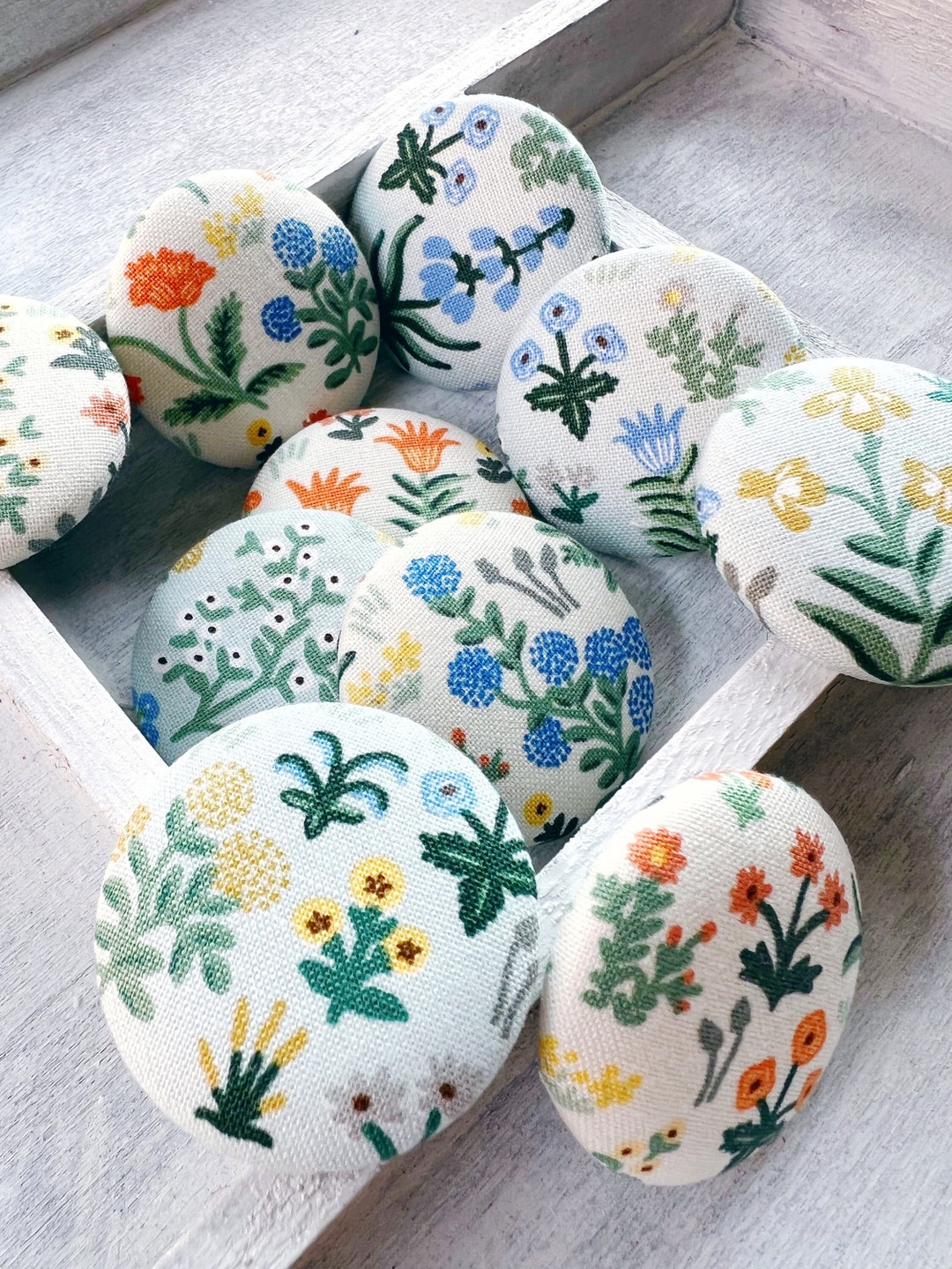 Handcrafted Sewing Buttons, Assorted Craft Buttons, Large Blue Flower ...