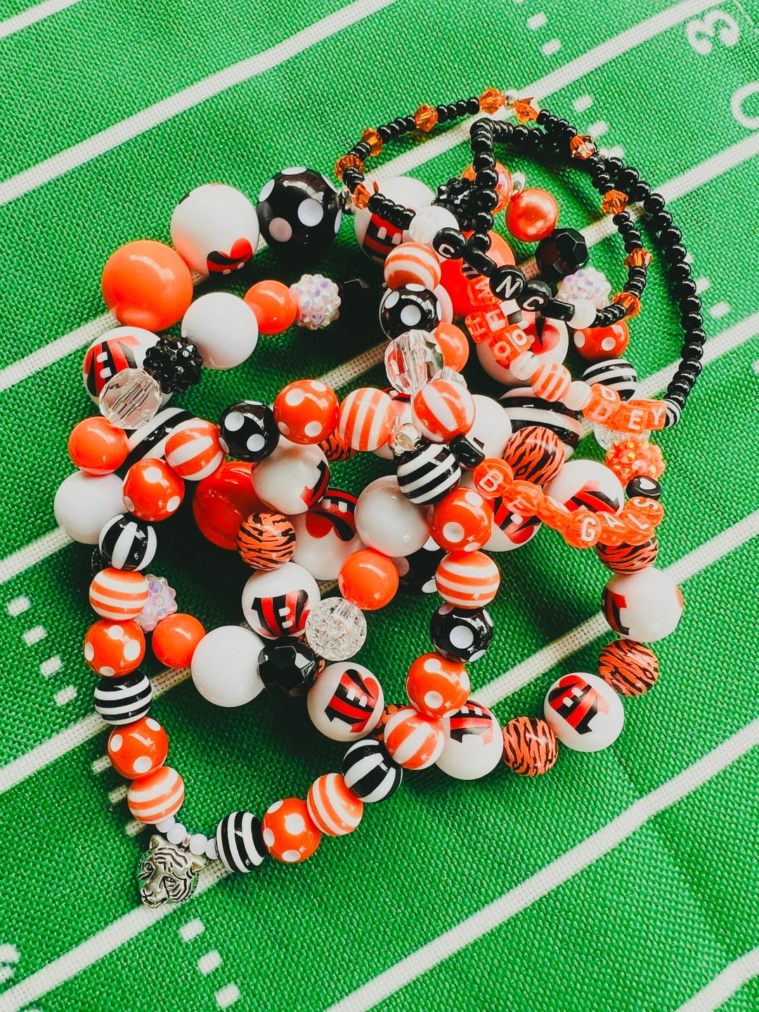 Bengal Tiger Beaded Bracelet Set, Friendship Bracelet Set, Cincinnati ...