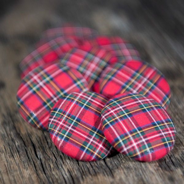 Red Plaid Buttons - Etsy