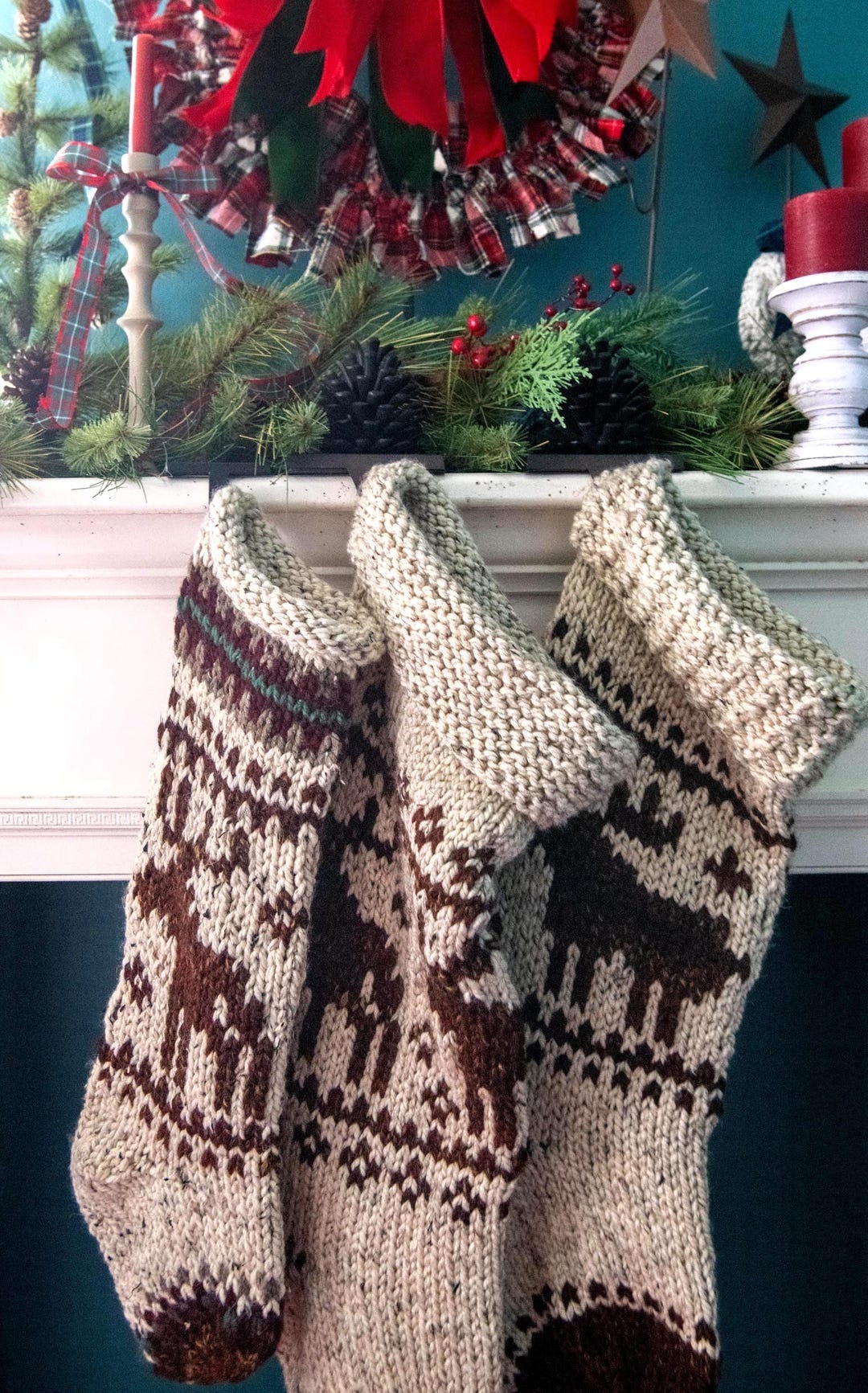 Personalized Knit Moose Wool Christmas Stockings for Family - Holiday ...