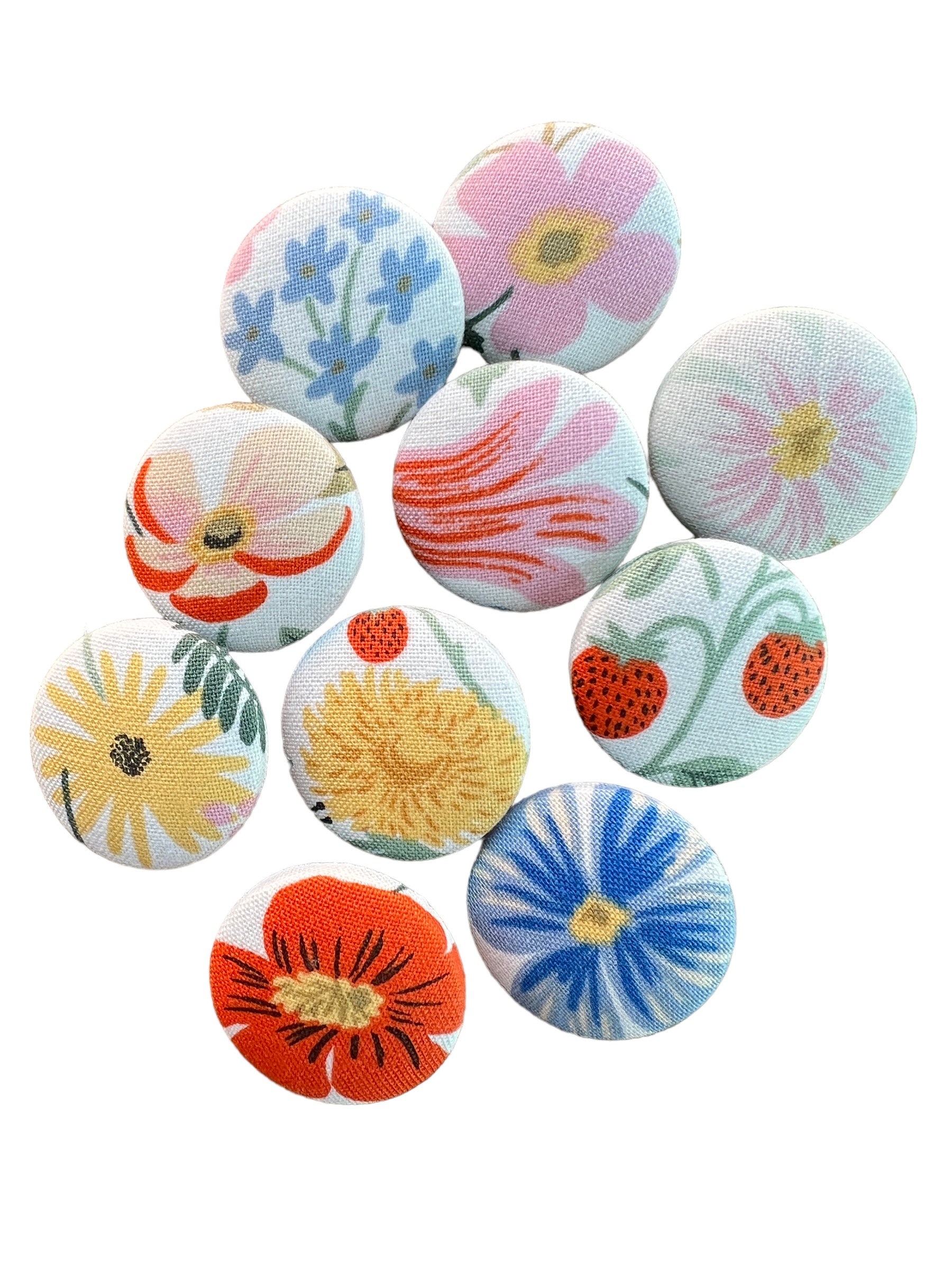 Handcrafted Blue & Pink Floral Buttons: Assorted Craft Supplies for DIY ...