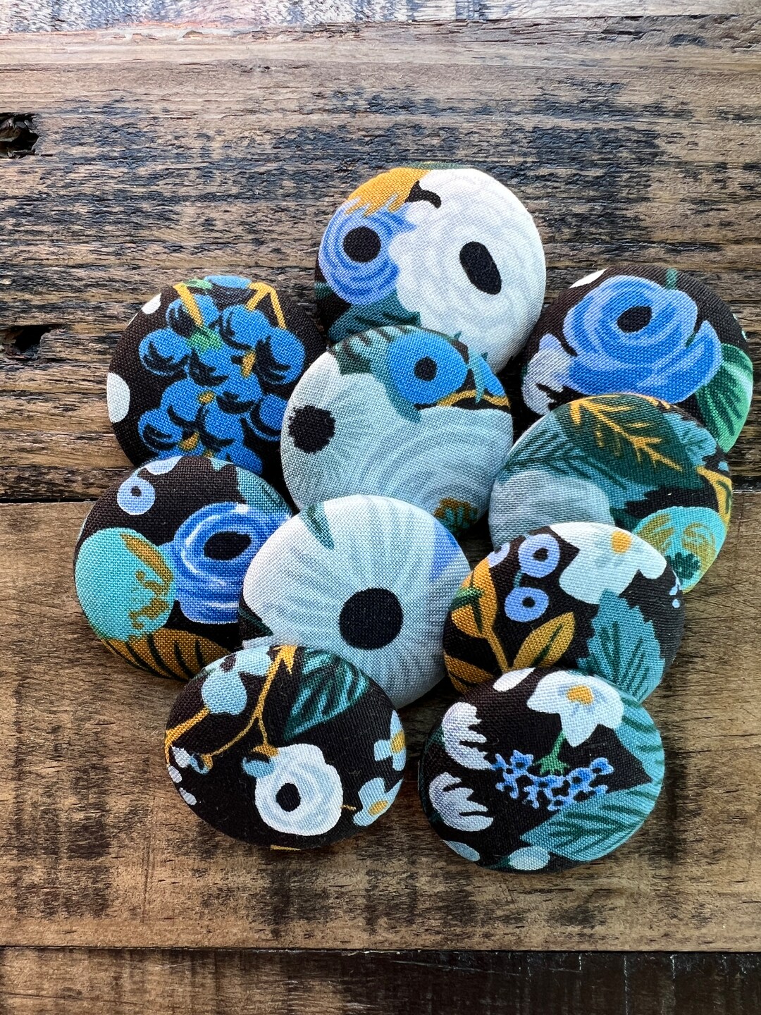 Blue Boho Flower Buttons, Large Button Embellishments for DIY Sewing ...