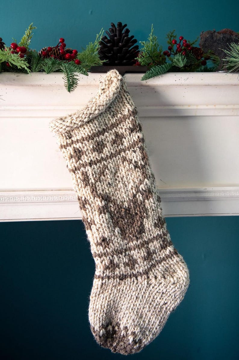 Personalized Knitted Reindeer Stocking, Cozy Holiday Classic (custom ...