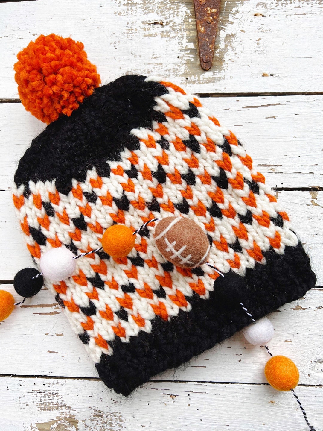 Cincinnati Football Knit Hat Football Beanie Winter Slouchy Beanie ...