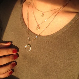 Moon Necklace, Crescent Moon Choker, Gold Moon Necklace, Dainty Moon ...