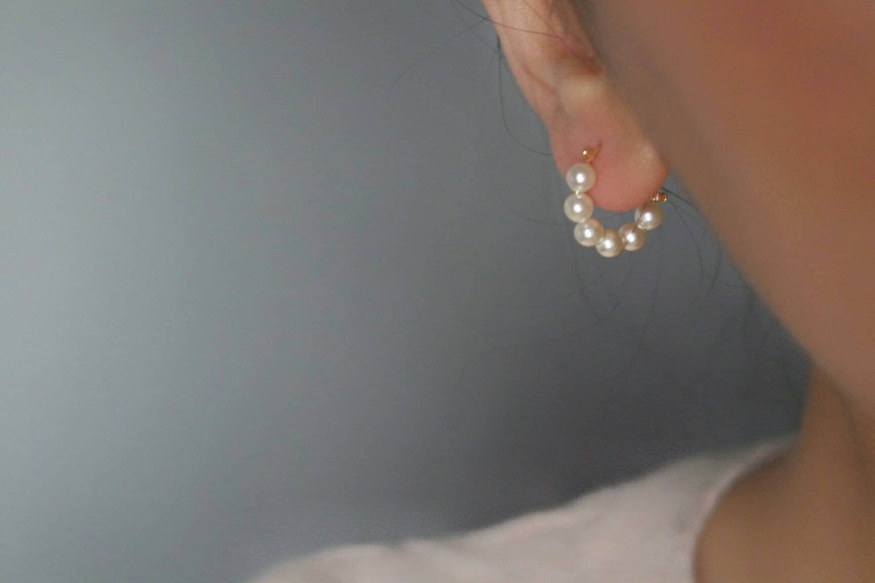 Silver Pearl Hoops, Mini Silver Hoops, Silver Drop Hoops, Small Hoop ...