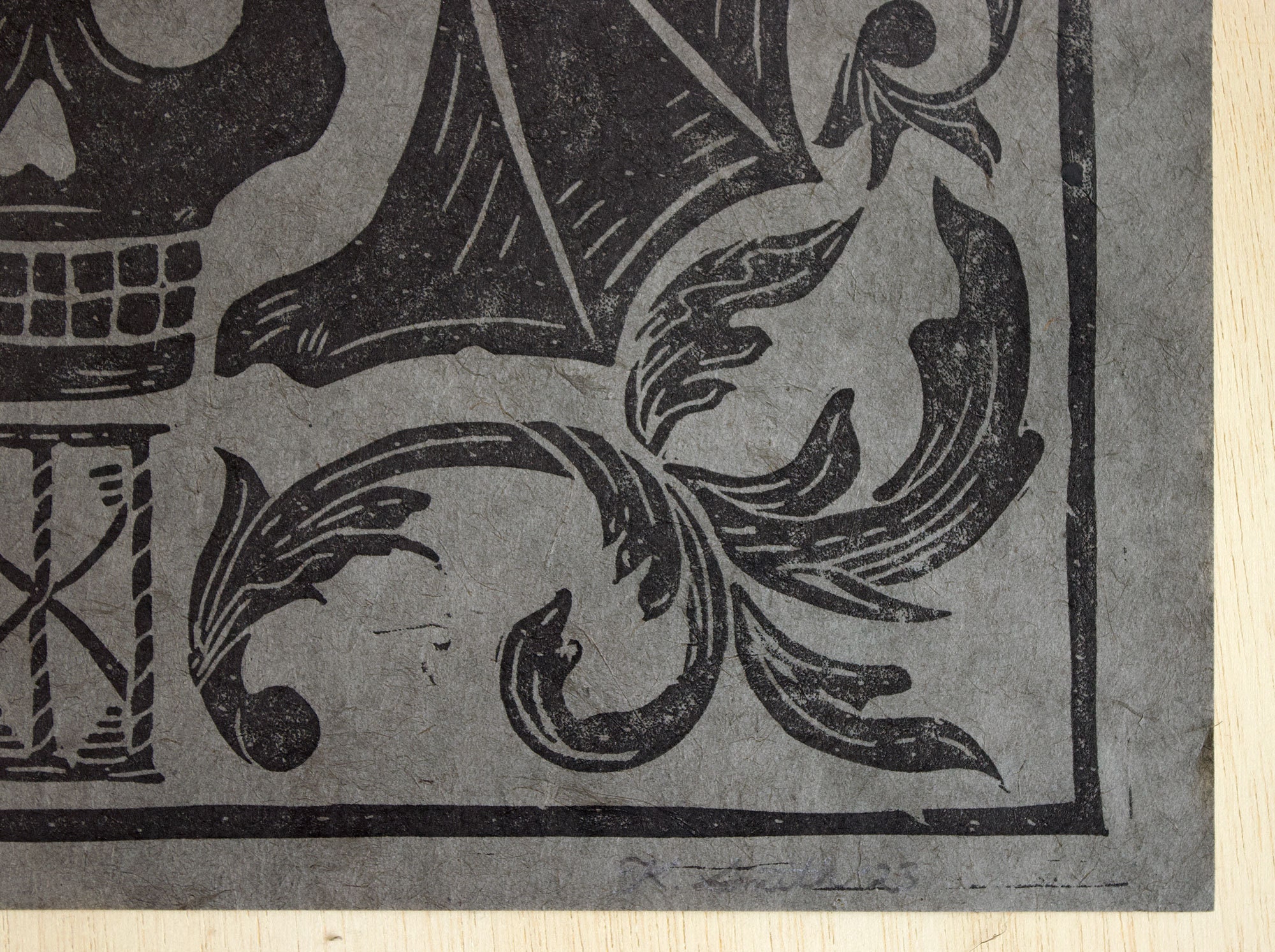 Memento Mori | Handmade Linocut Print | Gothic Gravestone Skull With ...