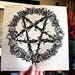 Beltane Pentagram Wreath Linocut Print | Handmade Folk Art | Black ...