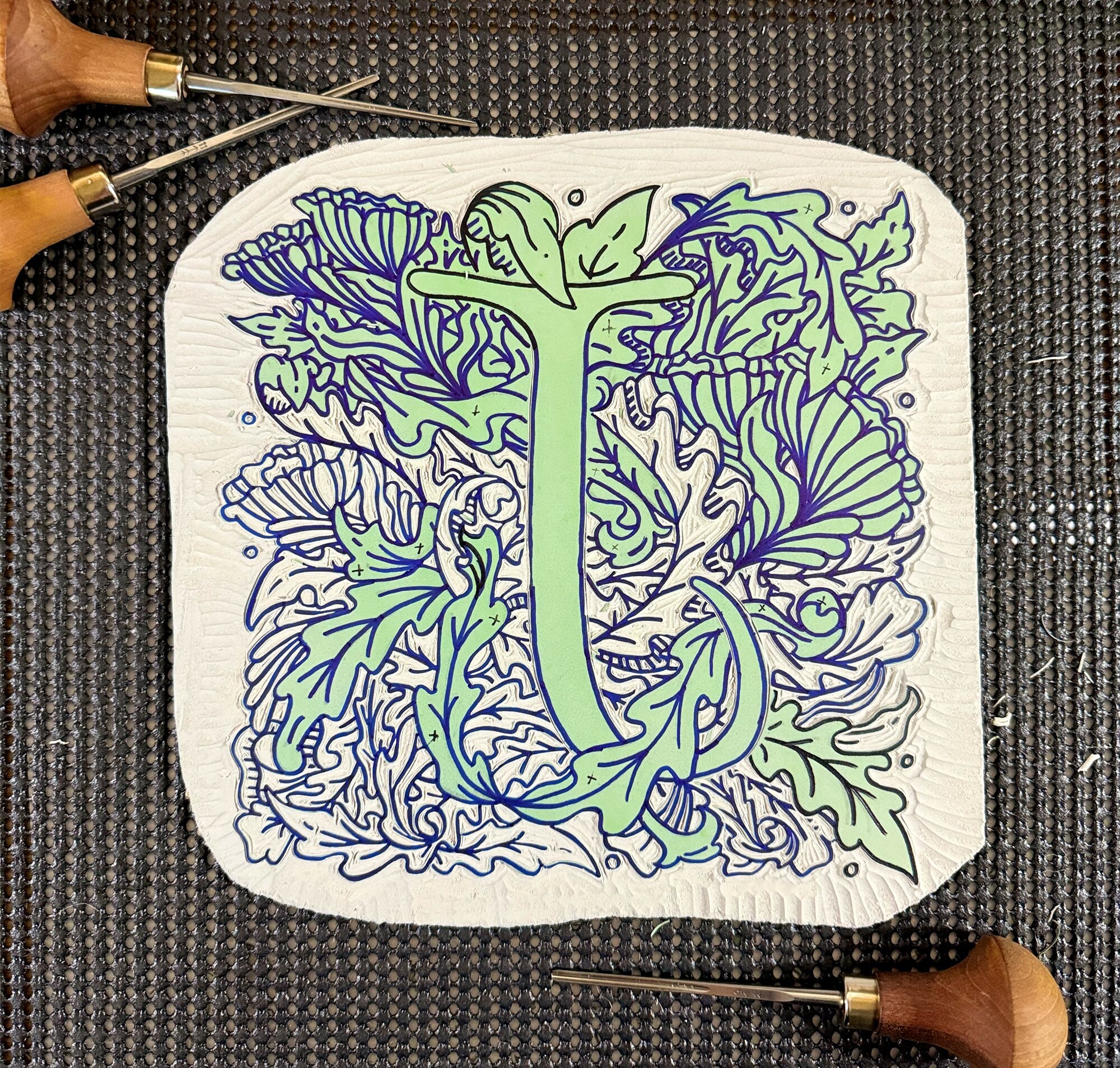 Illustrated Letter – J | Handmade, Original Linocut Wall Print ...