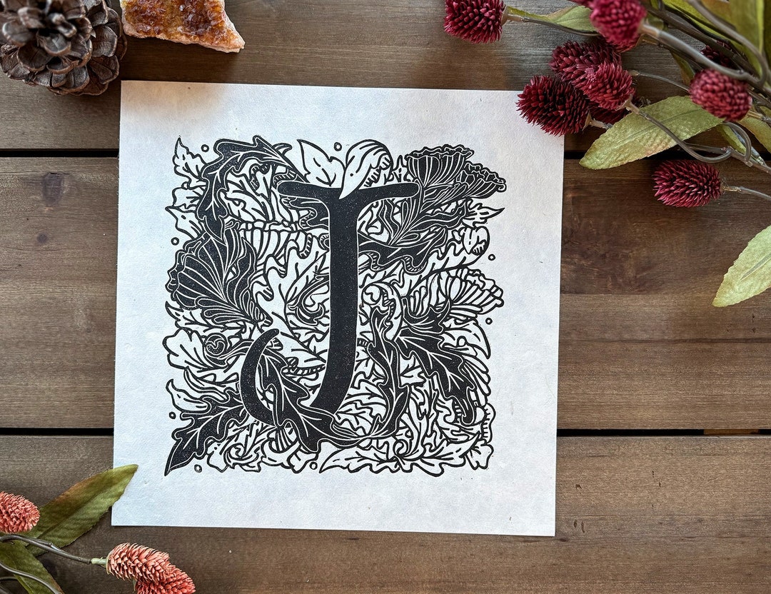 Illustrated Letter – J | Handmade, Original Linocut Wall Print ...