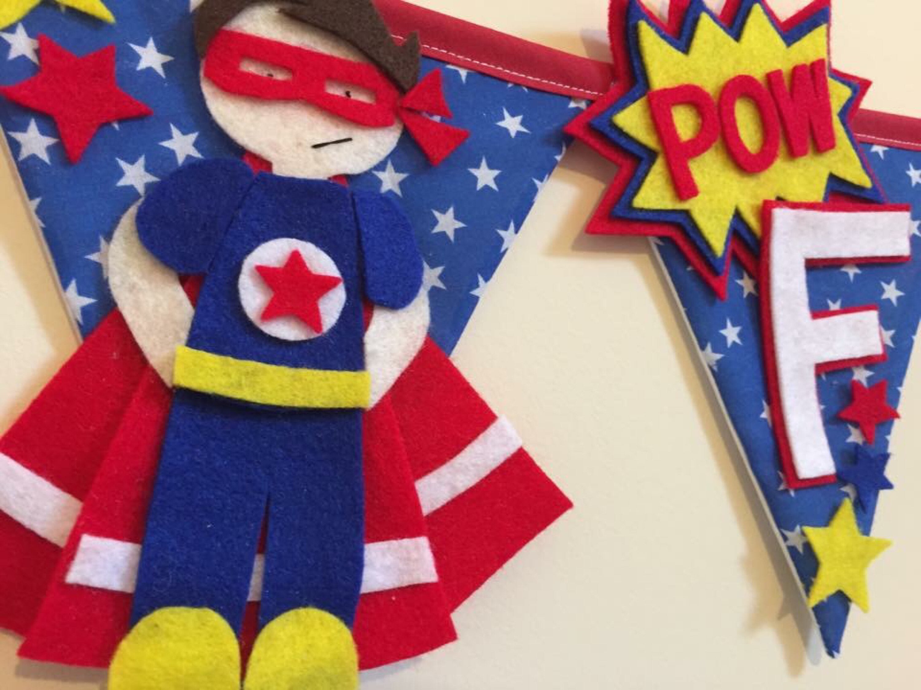 Superhero Fabric Bunting Superhero Banner Superhero Decoration ...