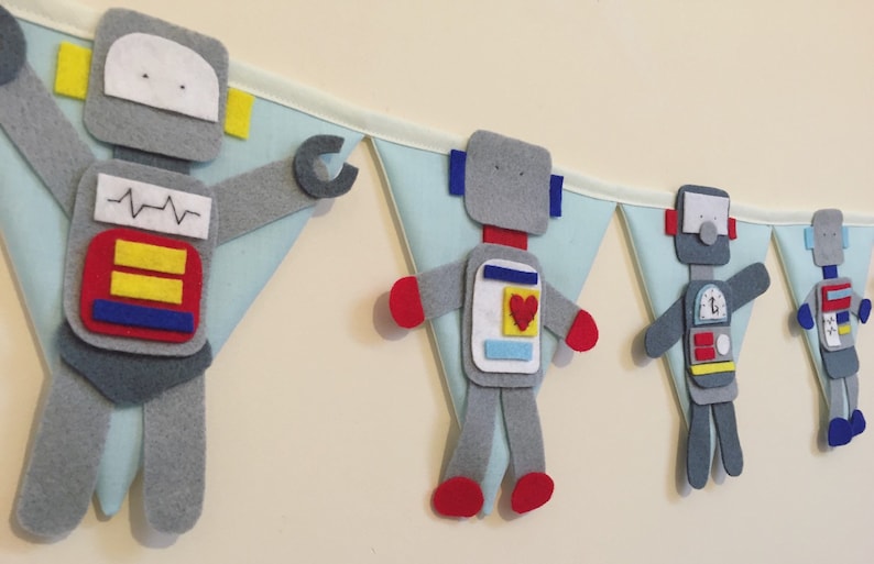 Robot bunting decoración robot chicos bunting robot - Etsy España