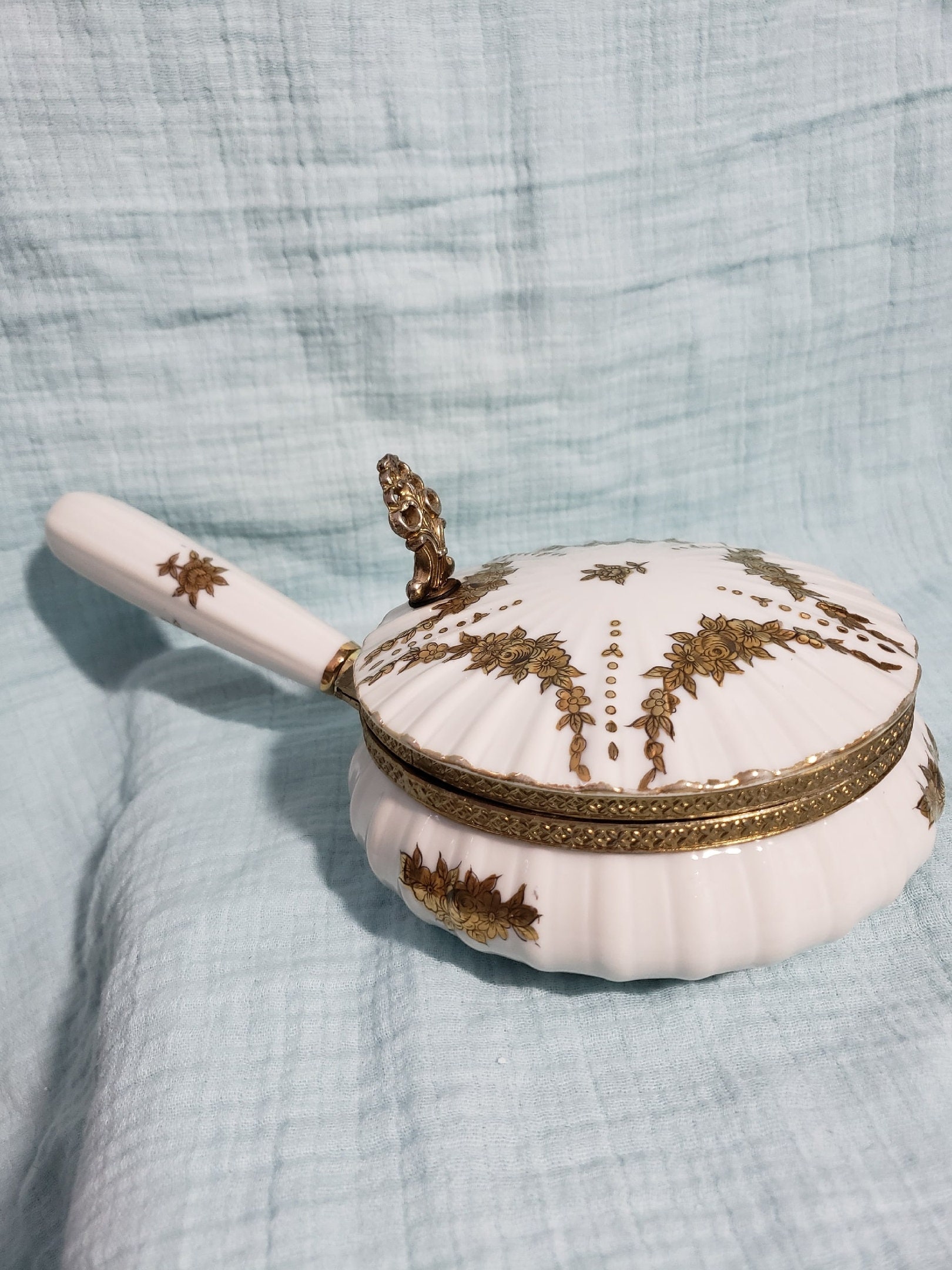 Vintage Victorian Powder Bowl Gold Roses Made Early 1900's - Etsy Australia