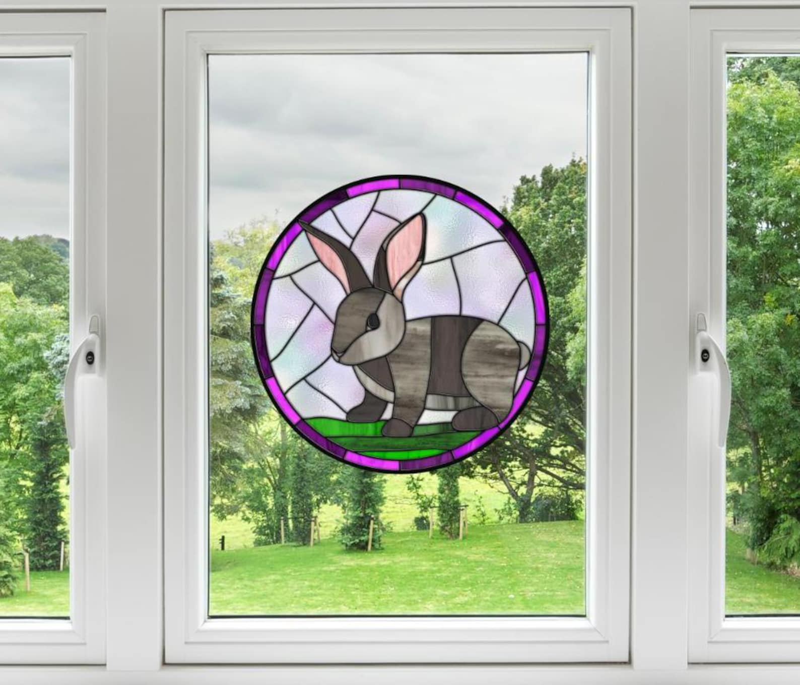 Bunny Rabbit Faux Stained-glass WINDOW CLING Glossy, Translucent ...