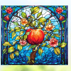 Red Apple Faux Stained-glass Deluxe Vinyl Window Cling 7 Designs - Etsy