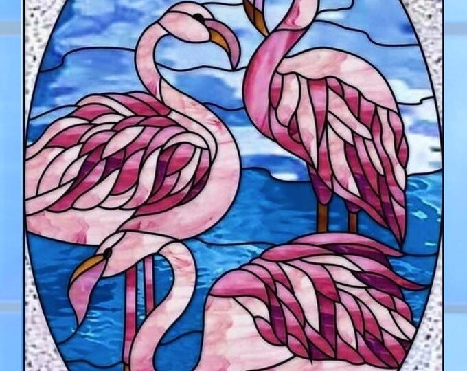Flamingo Stained Glass Window Cling Decal Sticker Vinyl Window Film ...