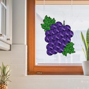 Purple Grapes WINDOW CLING Faux Stained Glass Concord | Etsy